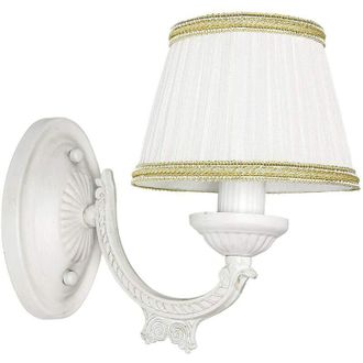Licht-Erlebnisse Licht-erlebnisse - Applique dint&eacute;rieur avec abat-jour en tissu blanc shabby au design classique E14 - Shabby White