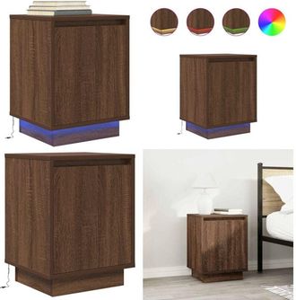 vidaXL Vidaxl - Nachttisch mit LED-Leuchten Braun Eichen-Optik 38x34x50 cm