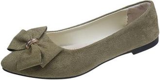 Generic Chaussures plates pour femme printemps été et automne en daim léger pointu Bouche souple Bottom Bow Chaussures simples Rencontres quotidiennes Grande 