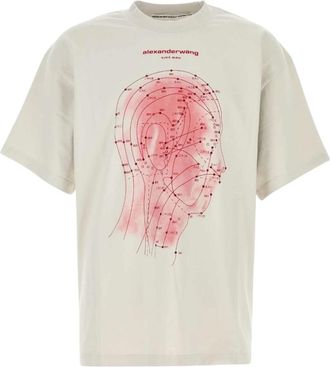 Alexander Wang unisex, Tops, Blanc, Taille: L T-Shirt Oversize en Coton Craie