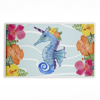 Stupell Industries Einhorn Seepferdchen & Hibiskus Bedruckte Plüsch-Badezimmer-Fußmatte, Design von Audrey Jeanne Roberts, 30 x 0,8 x 18 cm