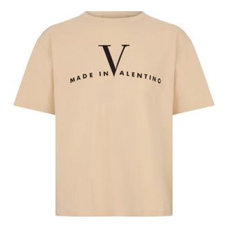 Valentino Garavani Homme, Tops, Beige, Taille: XL T-shirt en coton avec logo