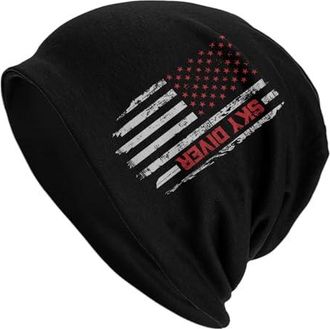 Generic Homme Femme Bonnet &Agrave; Revers Drapeau Am&eacute;ricain en Parachutisme Bonnets De Ski Doux Hiver Chapeaux Chaud Bonnet dhiver pour Ski Patinage Quotidien