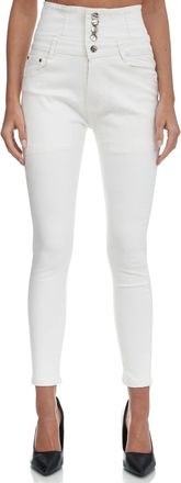 Elara Damen Jeans Stretch Skinny High Waist Chunkyrayan EL60-9 Weiss-46 (3XL) P