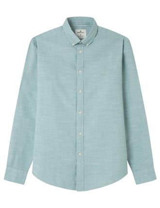 Springfield Herren Cotton Slub Shirt with Tree Embroidery Besticktes Hemd, gr&uuml;n, XL