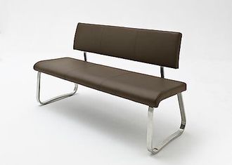 Robas Lund Esszimmersitzbank mit Rückenlehne in Leder, Sitzbank Belastbar bis 280 Kg, Küchensitzbank braun