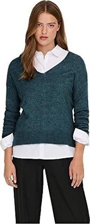 Jacqueline de Yong JdY Jdyelanora Pull col en V L/S KNT Noos, Atlantic Deep/Détails : mélangé, M