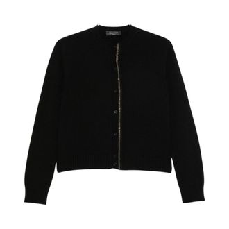 Fabiana Filippi Strickjacke mit Perlenbesatz - - Knitwear - Damen - Schwarzk - XL