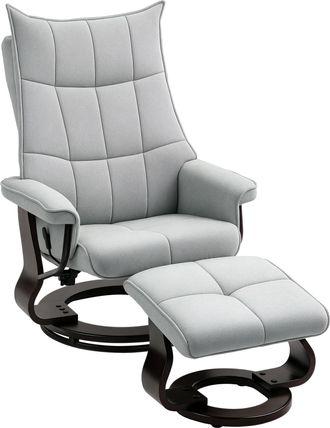 HOMCOM Relaxsessel mit Hocker, Drehbar Liegesessel mit Liegefunktion, Fernsehsessel mit hoher doppellagiger Rückenlehne, Samtoptik, für Schlafzimmer, Wohnzim