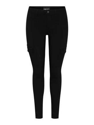 Pieces Damen Cargohose PCSKIN MW Slim Skinny Cargo Pant NOOS BC Standardl&auml;nge Schwarz [5715428011921]