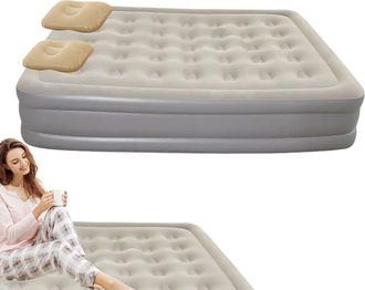 Generico Aufblasbare Betten f&uuml;r Erwachsene, aufblasbare Luftmatratze, doppeltes aufblasbares G&auml;stebett mit integrierter Pumpe, Blau, aufblasbares Kissen f&uuml;r de