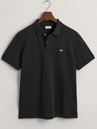 GANT Unifarbenes Piqu&eacute;-Poloshirt aus Baumwolle mit Flag-Stickerei in