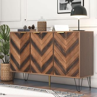 Merax Sideboard Küchenschrank Wohnzimmer Buffetschrank Komode Küchenschränke Küchenbuffet Exklusives Sideboard mit DREI Türen Küchenschrank Küchenschränke K
