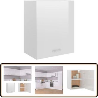 vidaXL Hängeschrank Hochglanz-Weiß 50x31x60 cm Holzwerkstoff - Küchenregal - Hängeschrank - Weißer Schrank - Holzschrank - Wohnwand Regal