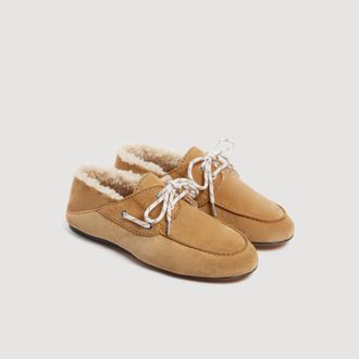 Sandro Chaussures bateau peau lain&eacute;e