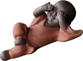 Valiclud Kleiner Mönch Tee Haustier Dekoration Figur aus Zisha für Schreibtisch Zen Meditationsornament Heimdeko Geschenk