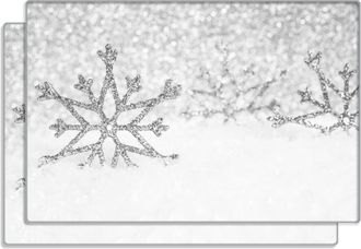 Wallario 2er Set Fr&uuml;hst&uuml;cksbrettchen aus Glas, Glasunterlage, Glasbrettchen Silberne Schneeflocken, Gr&ouml;&szlig;e 30 x 20 cm, Sicherheitsglas