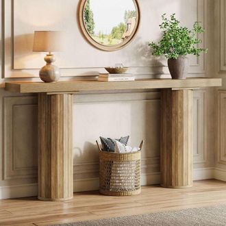 Tribesigns Tribesigns 160 cm Extra Langer Konsolentisch, rechteckiger Foyertisch Sofatisch aus Holz hinter der Couch, Farmhouse Eingangstisch aus Holz für