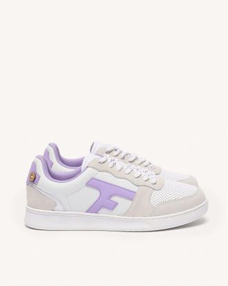 Faguo Baskets blanches & violet clair cuir