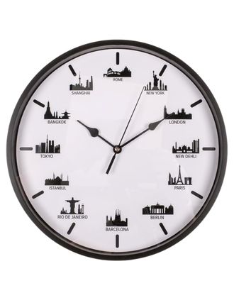 Out of the Blue Glas-Wanduhr Skylines - Urbanes Stadt-Motiv - Hochwertiges Glasgeh&auml;use - Ma&szlig;e 30 &times; 30 &times; 3,8 cm - F&uuml;r 1 Mignon-Batterie (AA) - In Geschenkbox