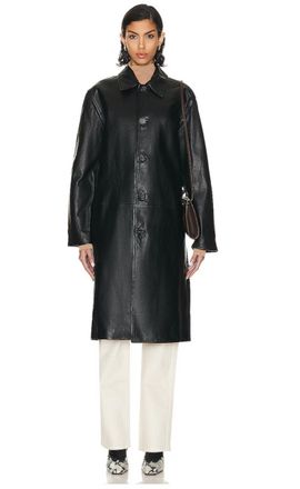 Nili Lotan New Season Black Leather Coat/Jacket Size S