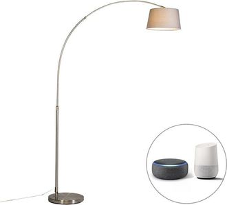 QAZQA Arc - led Lampe arquée - 1 lumière - h 1700 mm - Gris - Moderne - éclairage intérieur - Salon - Qazqa