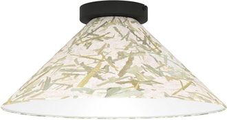 Eglo Deckenlampe Oxpark, Deckenleuchte im Japandi Design, nachhaltige Wohnzimmerlampe aus Textil mit Bambusblättern, Flurlampe mit E27 Fassung - Eglo