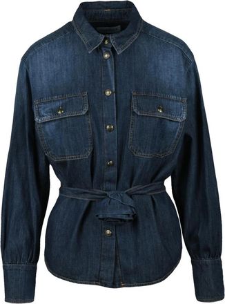 Marella Femme, Blouses et Chemises, Bleu, Taille: 44 FR Nizere Camicia Larga