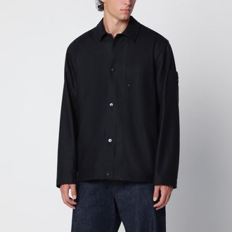 Stone Island Marineblaue Hemdjacke aus Wollmischung