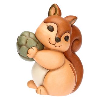 Thun Thun - Eichhörnchen Diva mit Tannenzapfen - groß - Keramik - Plumè Kollektion - 12 x 9,5 x 14 cm