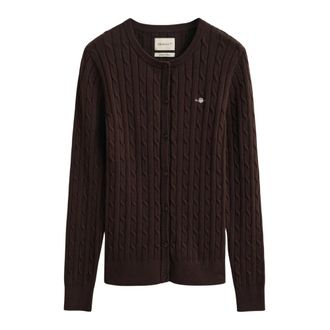GANT Stretch Cotton Cable Knit Cardigan - - Knitwear - Damen - Braun - XL