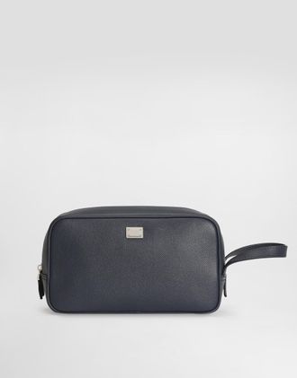 Dolce & Gabbana Kulturtasche Aus Kalbsleder - Mann Brieftaschen Und Clutches Blue Onesize