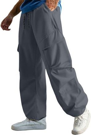 Generic Pantalon de jogging pour homme coupe droite pour la gym et lentra&icirc;nement - Pantalon &eacute;lastique respirant et extensible &agrave; la taille, gris, XXL