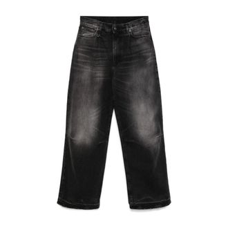 R13 Schwarze Baumwoll-Denim Wide Leg Jeans - - Jeans - Damen - Schwarzk - W29