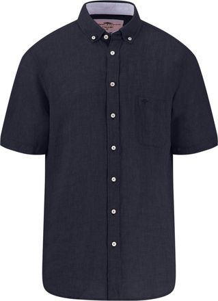Fynch-Hatton Herren - Halbarm-Leinenhemd mit Batton-Down-Kragen, Navy, XXL