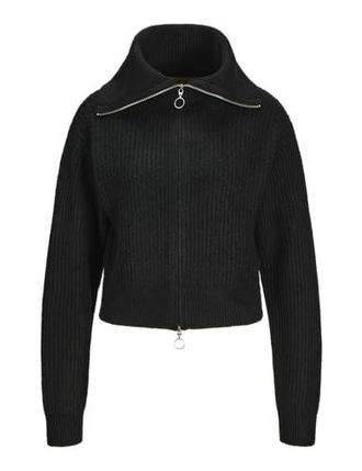 Jack & Jones Jxgilly Cardigan &agrave; col Haut en Tricot, Noir, S Femme