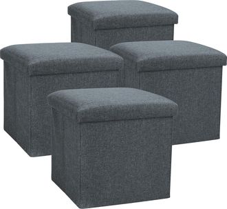 Com-Four 2X Faltbarer Hocker - Sitzhocker mit Stauraum - Aufbewahrungsbox zum Sitzen - 40 L