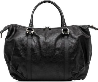 Gucci Hobo Bags - Embossed Leather Horsebit Satchel - Gr. unisize - in Schwarz - für Damen