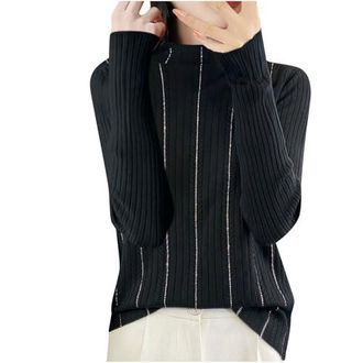 Generic Fall Sweater Long Sleeve Stand Collar Solid Color Comfy Loose Tunic Tops Cute Holiday Outdoor Vacation Casual Outfits