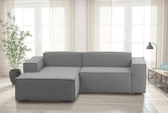 Talamo Italia Sofa mit Halbinsel Daniela, modulares Sofa mit linker Chaiselongue, modernes Stoffsofa, 100 % Made in Italy, 240 x 170 x 70 cm, Grau