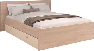 Vente-Unique Bett mit 4 Schubladen - 140 x 190 cm - Natur & Beige - VELONA