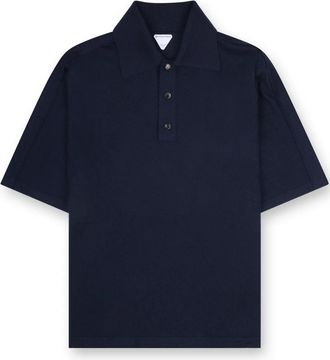 Bottega Veneta Blauer Woll-Poloshirt mit Kn&ouml;pfen - - Tops - Herren - Blau - L