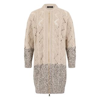 Fabiana Filippi Strickjacke mit durchgehendem Rei&szlig;verschluss und offener Strickung - - Knitwear - Damen - Beige - XS