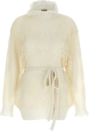 Twinset Rundhalspullover - Wei&szlig;