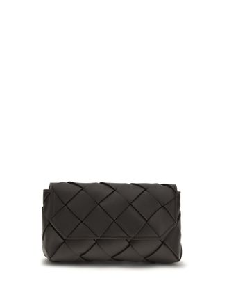 Bottega Veneta Mens Leather Fanny Pack Intrecciato Espresso-Silver Calf Shoulder Bags Espresso/silver