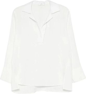 PANICALE Panicale, Femme, Blouses et Chemises, Blanc, Taille: 38 FR Pull en maille flamm&eacute;e &agrave; col en V