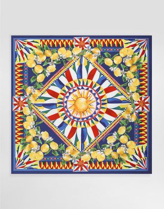 Dolce & Gabbana Foulard 70x70 Aus Seidentwill Mit Carretto-print - Mann Schals Und T&uuml;cher Multicolor Pz
