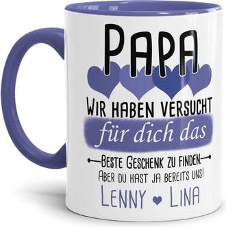 Tassendruck Geschenk Tasse mit Spruch PERSONALISIERT - Bestes Geschenk für Papa von Kindern - Kaffee-Tasse/Geschenkidee Geburtstag Vatertag/Vatertagsgeschenk - In