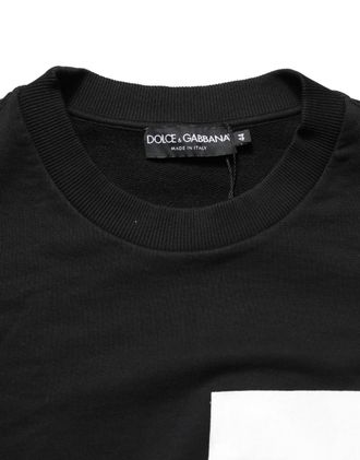 Dolce & Gabbana Mens Black Logo Milano Cotton Sweatshirt Sweater Red Clothing