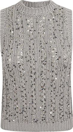 PESERICO Femme, Vestes, Gris, Taille: 34 FR Top Tricot Fettuccia di Cotone